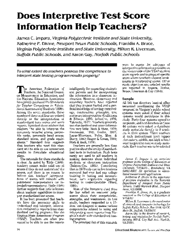 (PDF) Does Interpretive Test Score Information Help Teachers?
