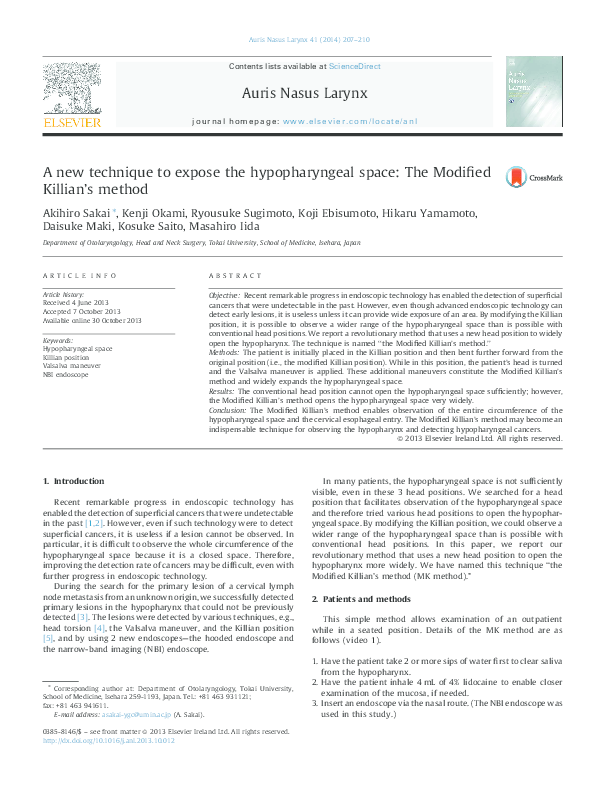 (PDF) A new technique to expose the hypopharyngeal space: The Modified ...