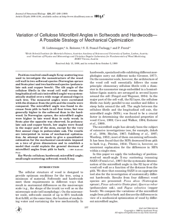 (PDF) Variation of Cellulose Microfibril Angles in Softwoods and ...