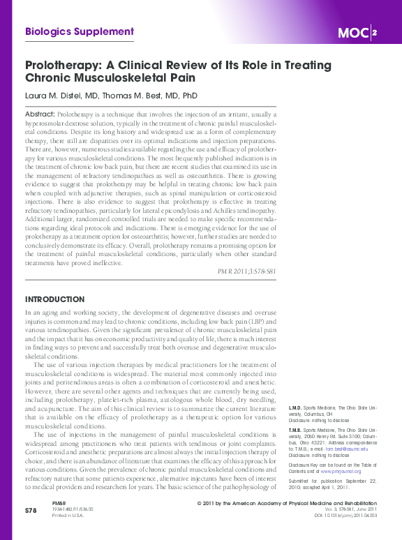 (PDF) Prolotherapy: A Clinical Review of Its Role in Treating Chronic ...