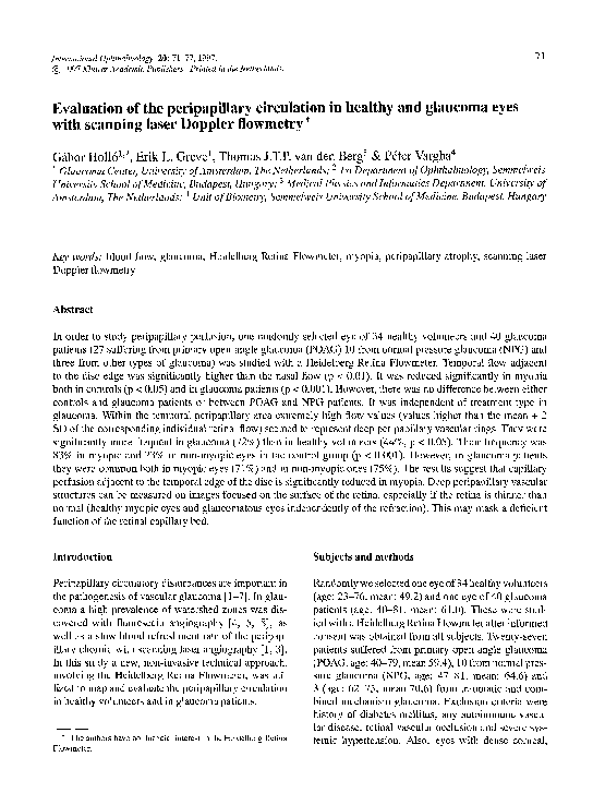 (PDF) Evaluation of the peripapillary circulation in healthy and ...
