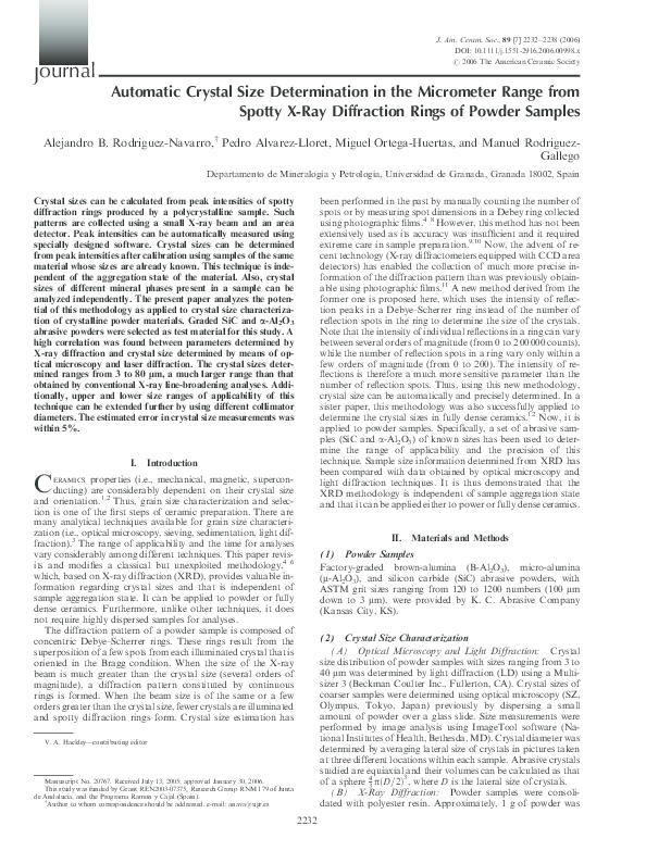 (PDF) Micrometer Crystal Size from X-Ray Diffraction