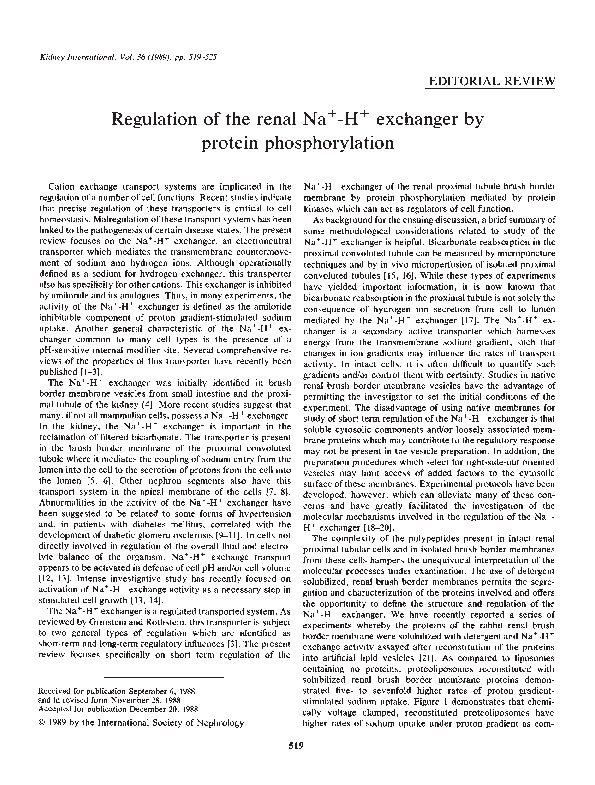 (PDF) Mechanisms of regulation of the Na+/H+ exchanger | Sergio ...