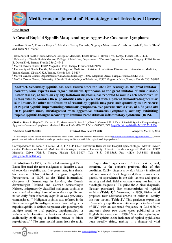 (PDF) A Case of Rupioid Syphilis Masquerading as Aggressive Cutaneous ...