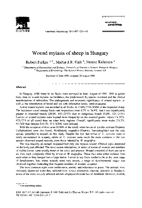 (PDF) Wound myiasis of sheep in Hungary