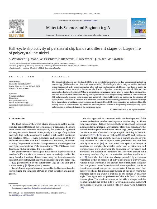 (PDF) Half-cycle slip activity of persistent slip bands at different ...