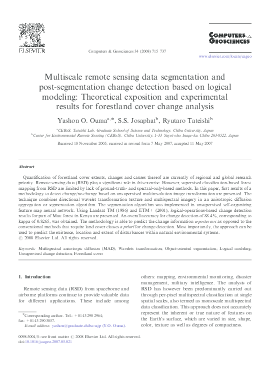 (PDF) Multiscale remote sensing data segmentation and post-segmentation change detection based ...