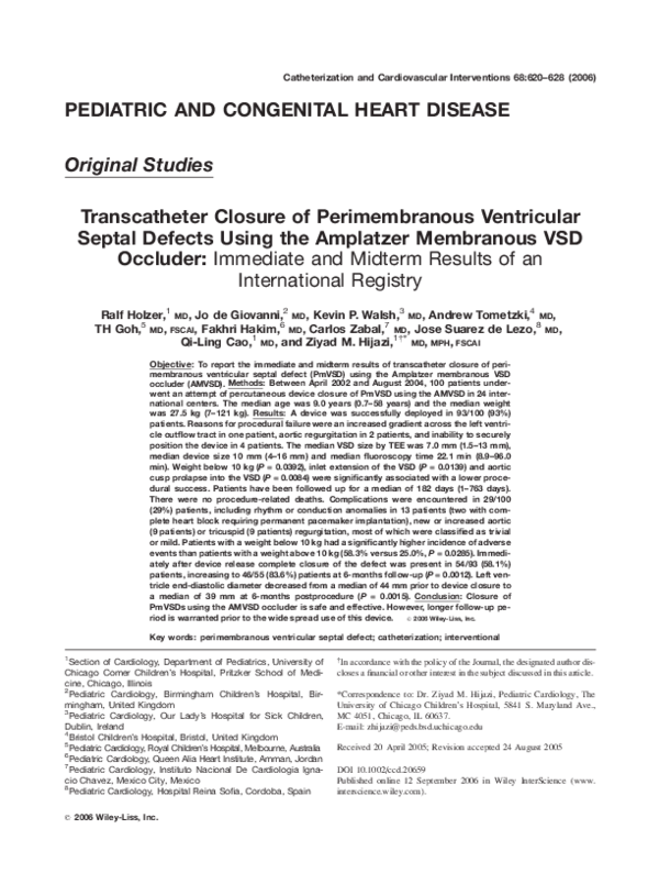 (PDF) Transcatheter closure of perimembranous ventricular septal ...