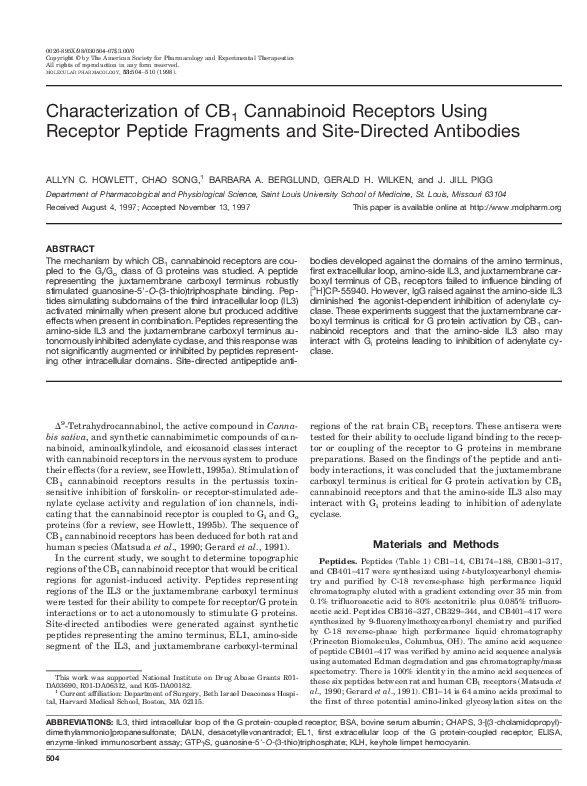 (PDF) Characterization of CB1 cannabinoid receptor immunoreactivity in ...