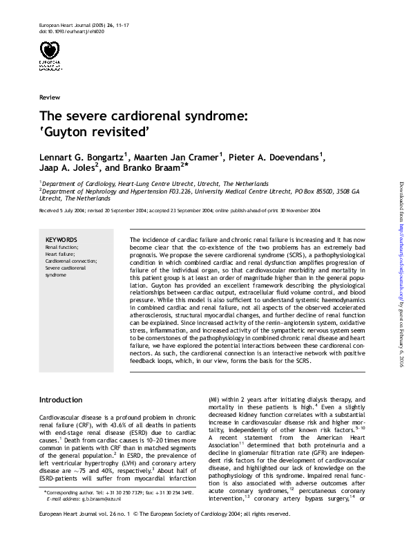 (PDF) The severe cardiorenal syndrome: 'Guyton revisited