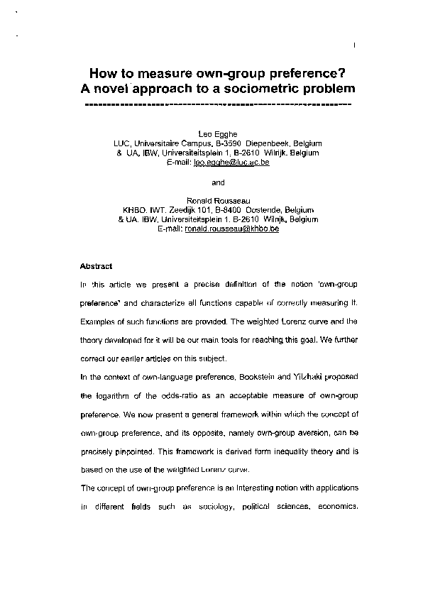 (PDF) How to measure own-group preference? A novel approach to a ...
