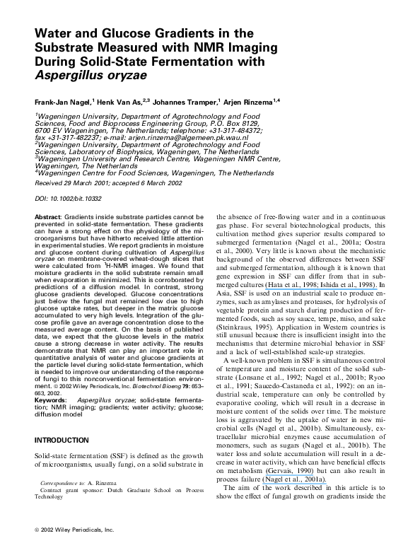 (PDF) Water and glucose gradients in the substrate measured with NMR imaging during solid-state ...