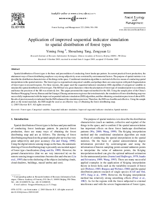 (PDF) Application of improved sequential indicator simulation to spatial distribution of forest ...