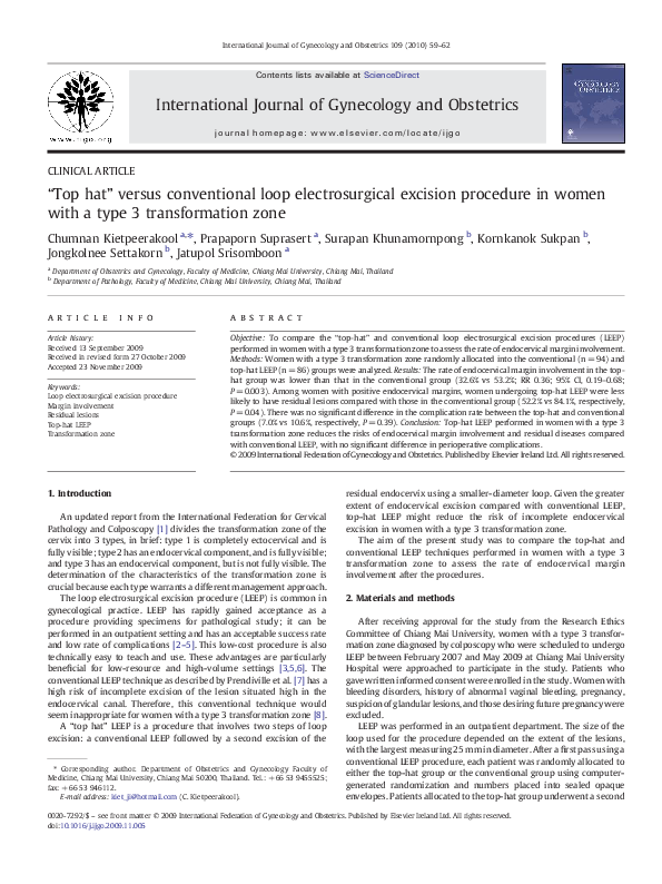 (PDF) “Top hat” versus conventional loop electrosurgical excision ...