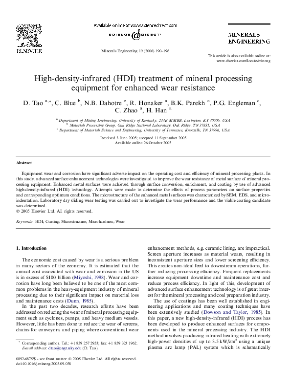 (PDF) High-density-infrared (HDI) treatment of mineral processing ...