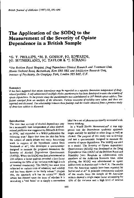(PDF) The Application of the SODQ to the Measurement of the Severity of ...