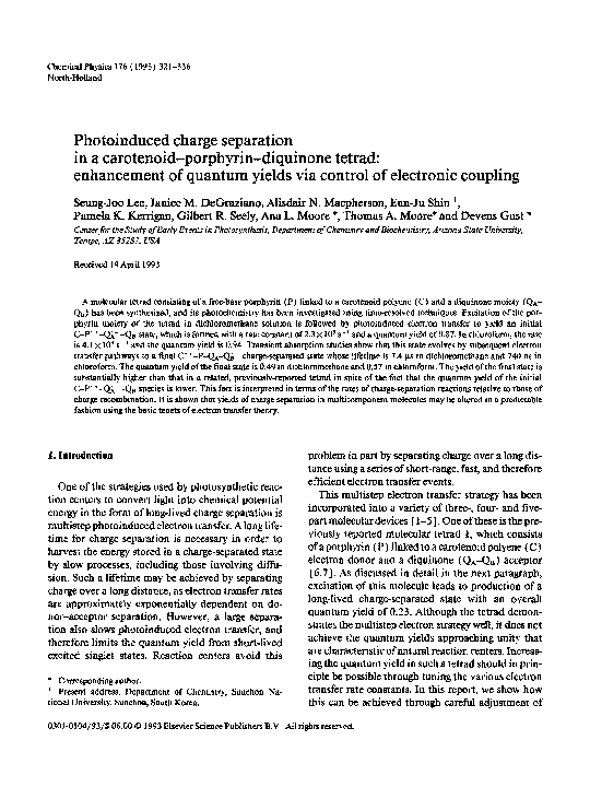 (PDF) Photoinitiated charge separation in a carotenoid-porphyrin ...
