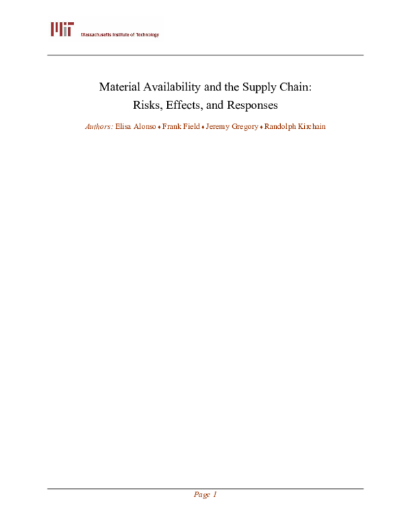 (PDF) Material Availability and the Supply Chain: Risks, Effects, and ...