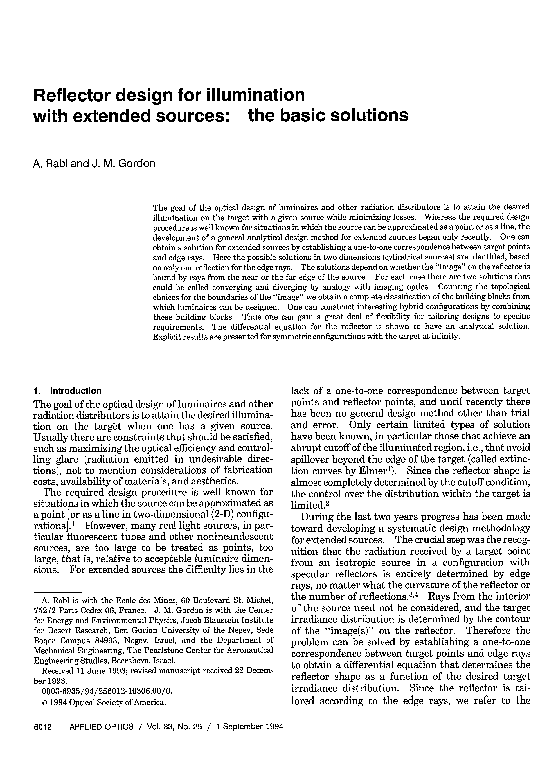 (PDF) Reflector design for illumination with extended sources: the ...