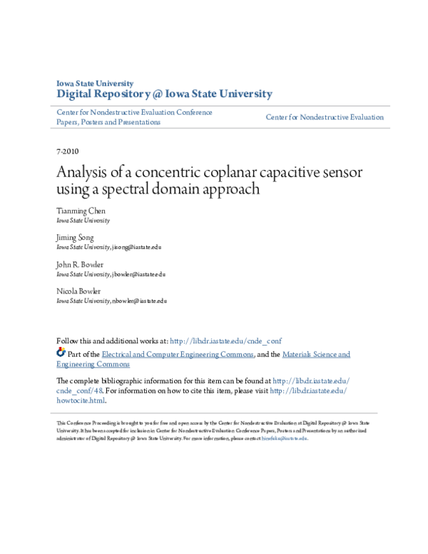 (PDF) Analysis of a concentric coplanar capacitive sensor for ...