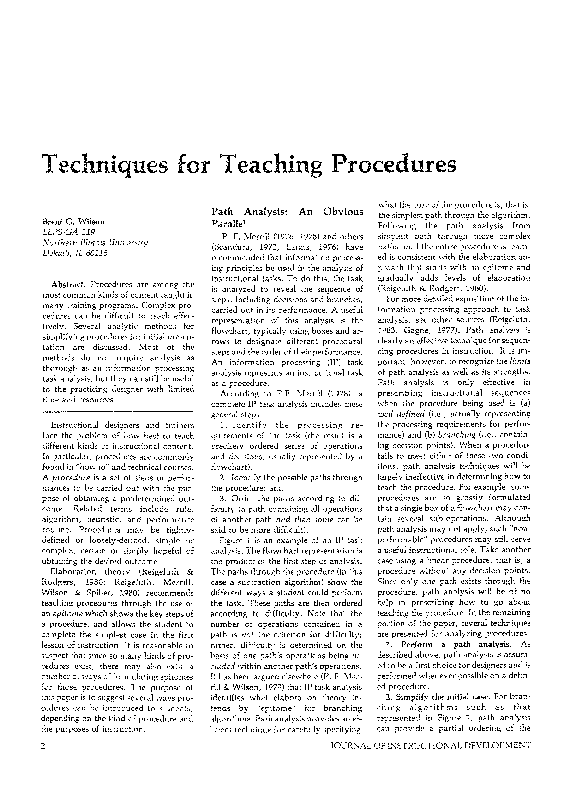 (PDF) Techniques for teaching procedures