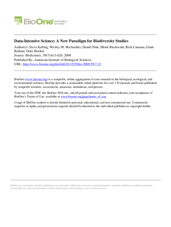 (PDF) Data-intensive Science: A New Paradigm for Biodiversity Studies