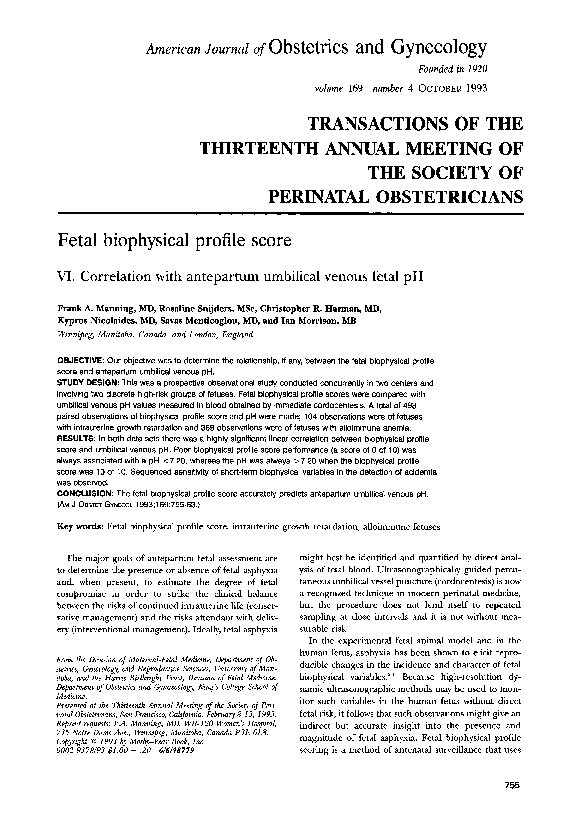 (PDF) Fetal biophysical profile score