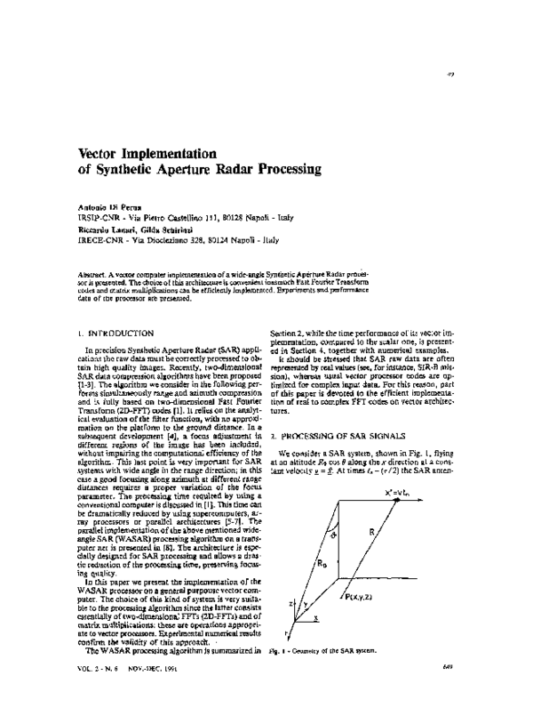 (PDF) Vector implementation of synthetic aperture radar processing