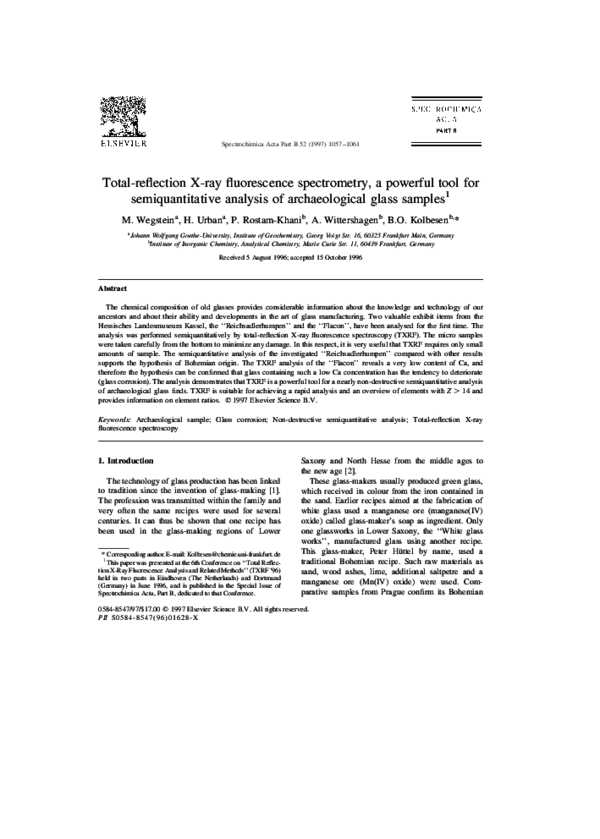 (PDF) Total-reflection X-ray fluorescence spectrometry, a powerful tool for semiquantitative ...