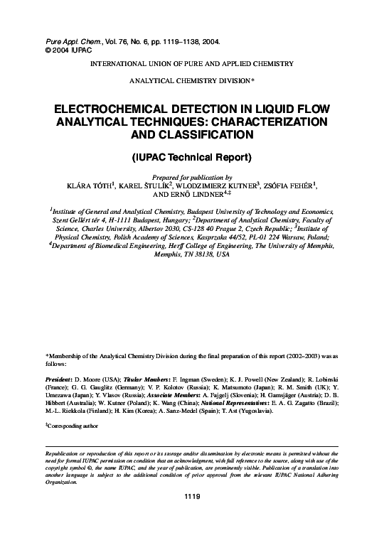 (PDF) Electrochemical detection in liquid flow analytical techniques: Characterization and ...