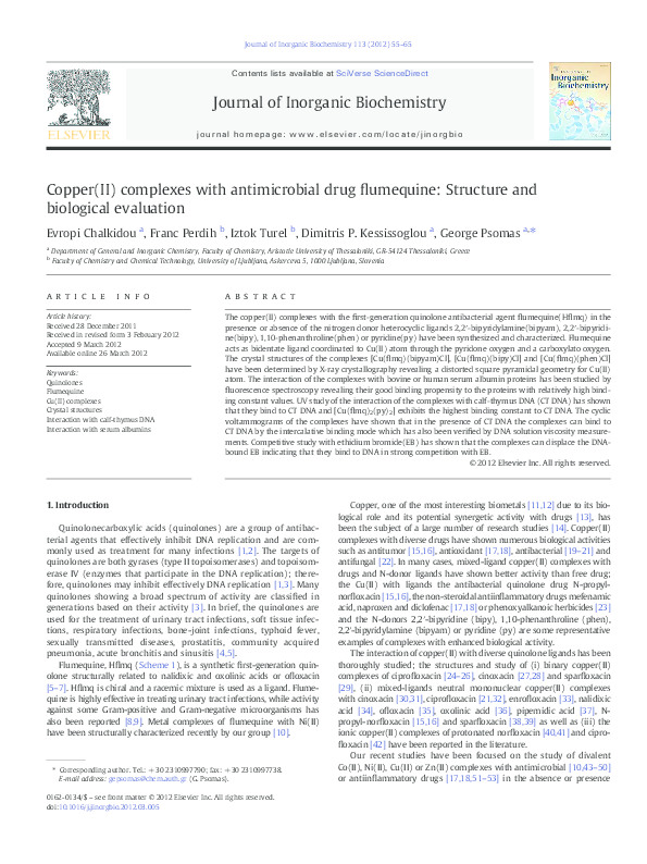 (PDF) Copper(II) complexes with antimicrobial drug flumequine ...