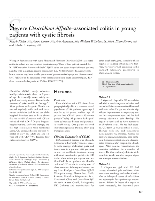 (PDF) Severe Clostridium difficile–associated colitis in young patients ...