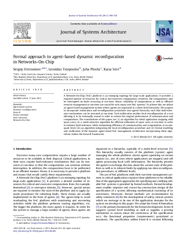 (PDF) Formal approach to agent-based dynamic reconfiguration in Networks-On-Chip