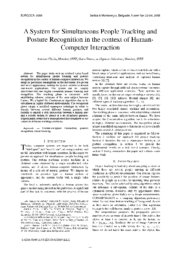 (PDF) A System for Simultaneous People Tracking and Posture Recognition in the context of Human ...
