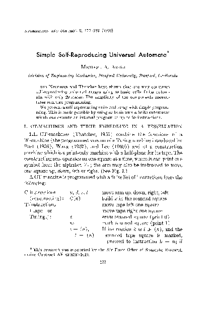 (PDF) Simple self-reproducing universal automata