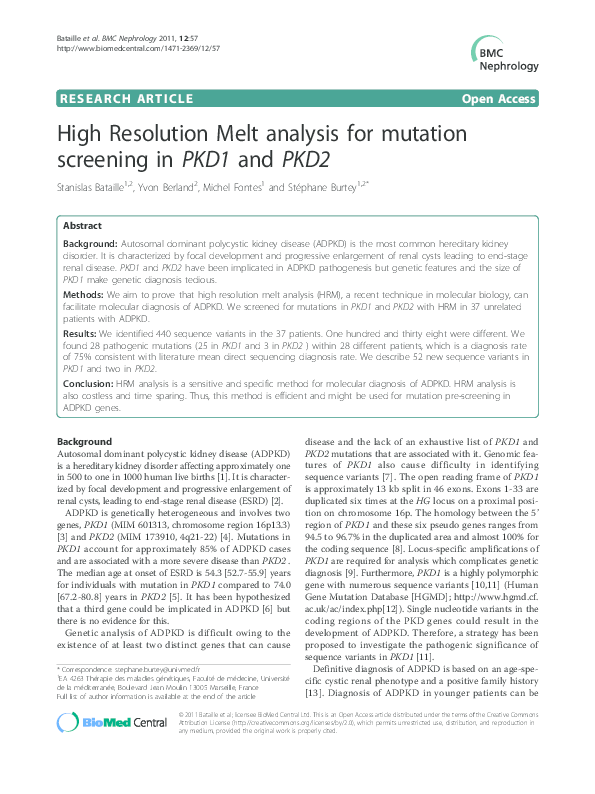 (PDF) High Resolution Melt analysis for mutation screening in PKD1 and PKD2