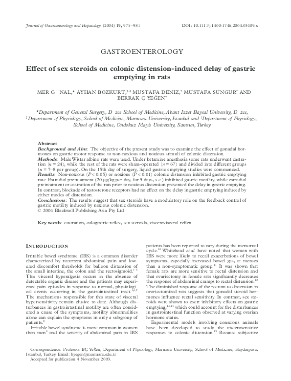(PDF) Effect of sex steroids on colonic distension-induced delay of ...