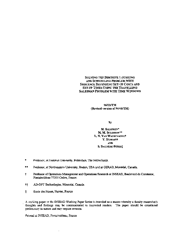 (PDF) Solving the discrete lotsizing and scheduling problem with sequence dependent set-up costs ...