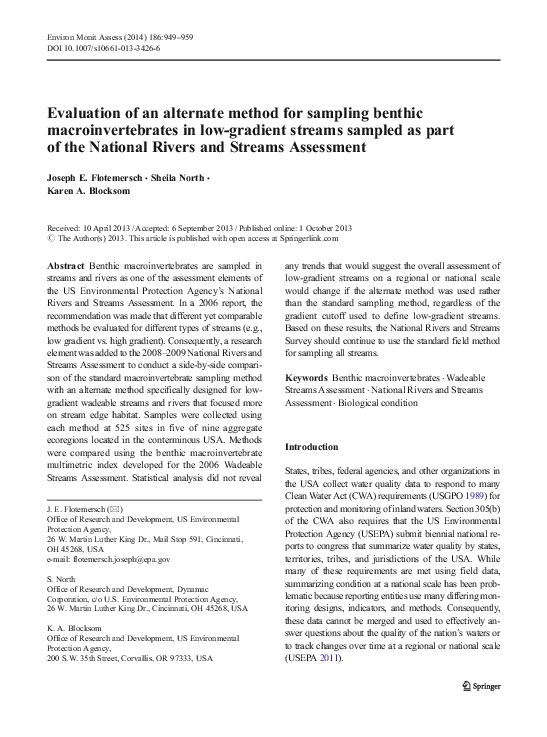 (PDF) Evaluation of an alternate method for sampling benthic ...