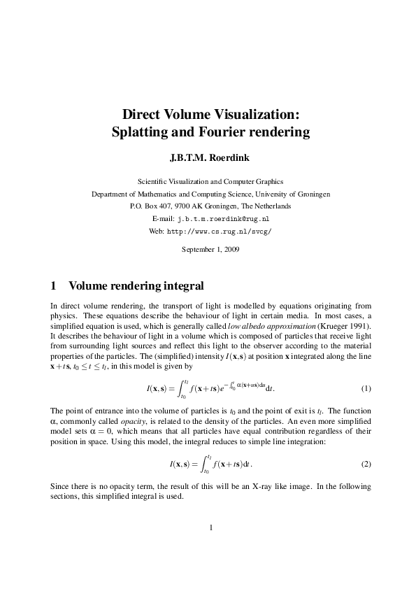 (PDF) Direct Volume Visualization: Splatting and Fourier rendering