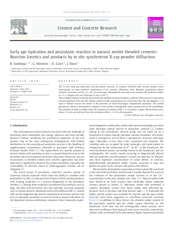 (PDF) Early age hydration and pozzolanic reaction in natural zeolite ...
