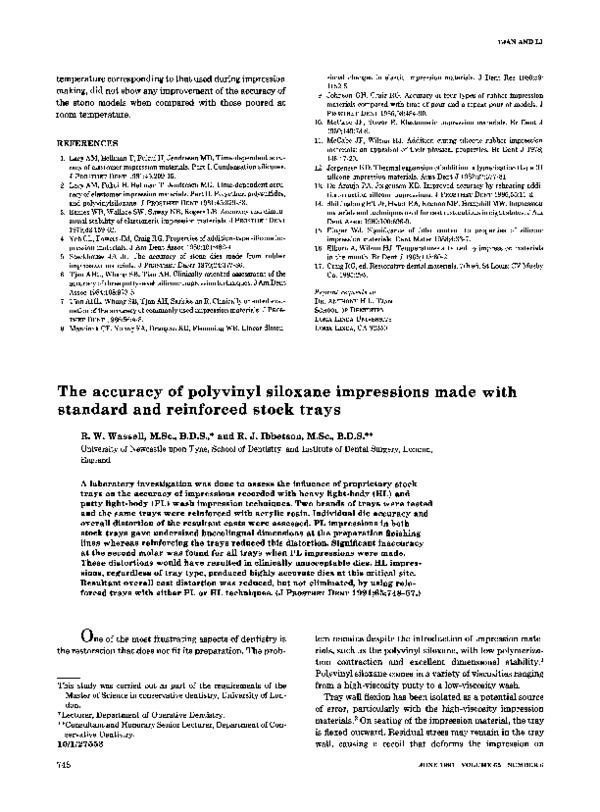 (PDF) The accuracy of polyvinyl siloxane impressions made with standard ...