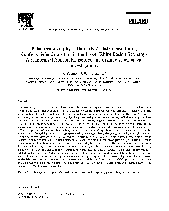 (PDF) Palaeoceanography of the early Zechstein Sea during ...