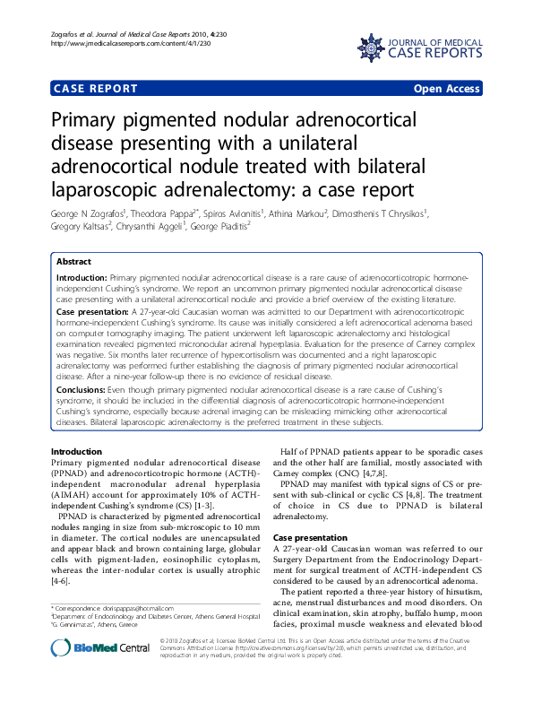(PDF) Primary Pigmented Nodular Adrenocortical Disease