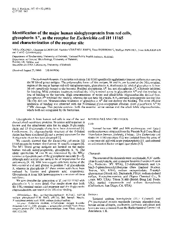 (PDF) Identification of the major human sialoglycoprotein from red ...