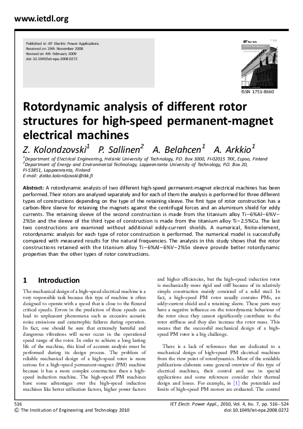 (PDF) Rotordynamic analysis of different rotor structures for high ...
