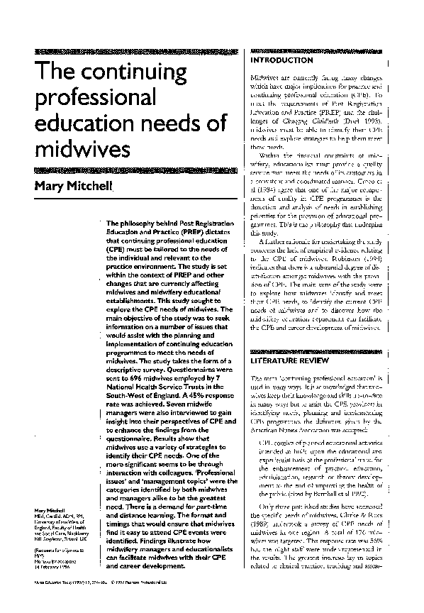 (PDF) The continuing professional education needs of midwives