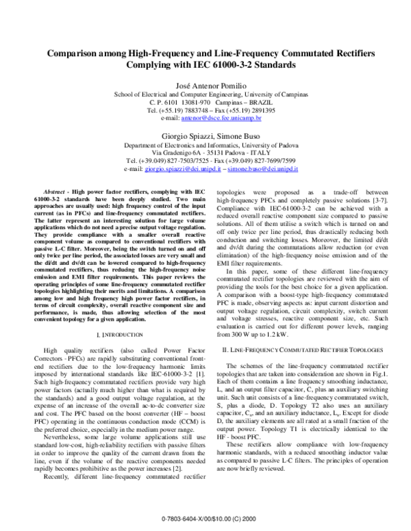 (PDF) Comparison among high-frequency and line-frequency commutated ...