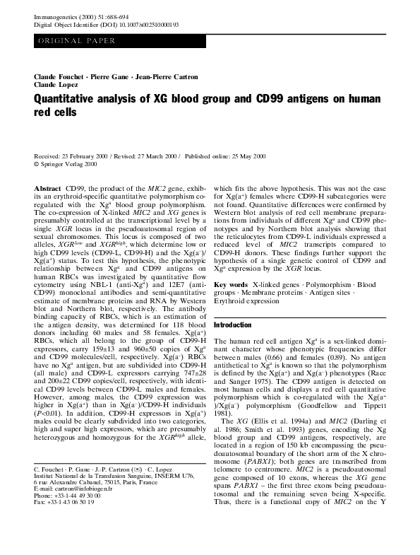 (PDF) Quantitative analysis of XG blood group and CD99 antigens on ...