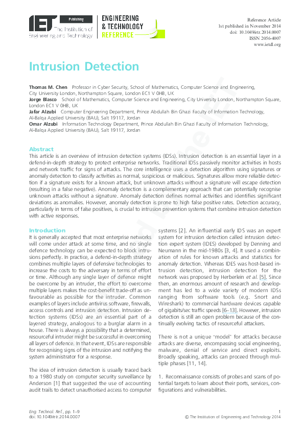 (PDF) Intrusion Detection